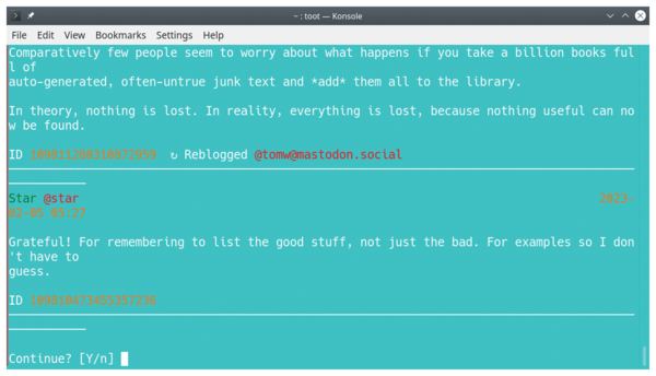 Command Line – Mastodon CLI Client » Linux Magazine