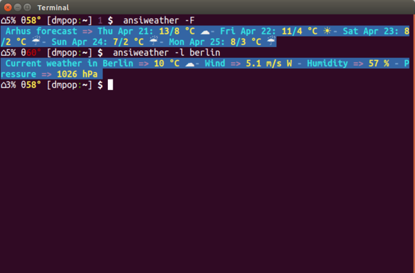 Ansiweather: Weather in the Terminal » Linux Magazine